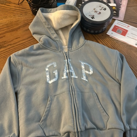 GAP | Shirts & Tops | Girls Gap Kids Sherpa Logo Hoodie Blue Xxl | Poshmark